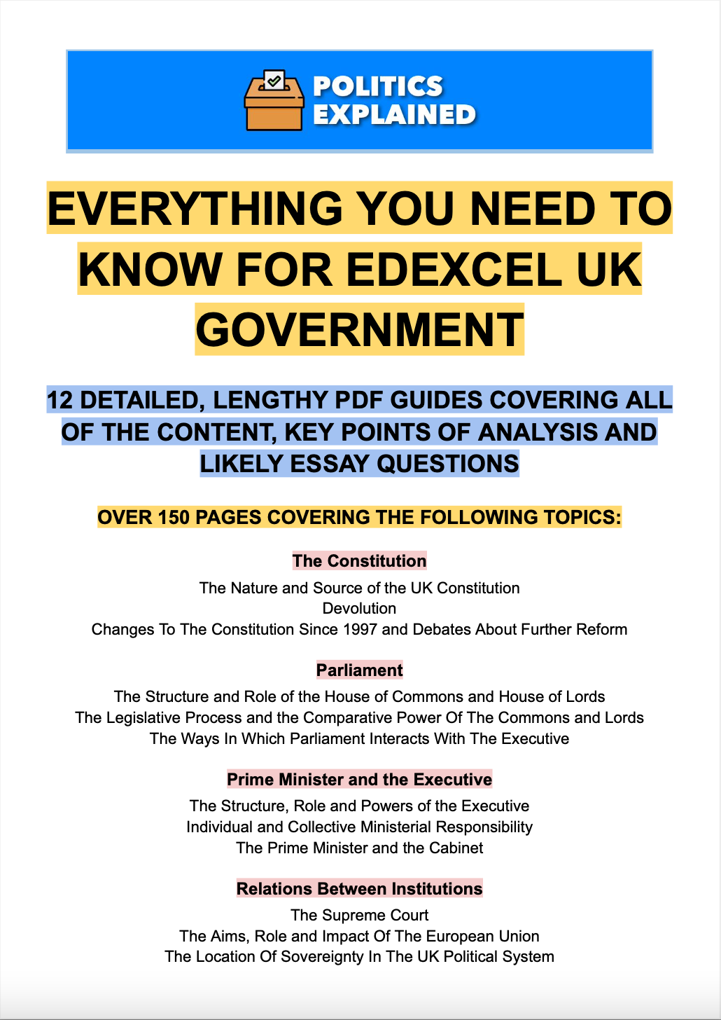 UK Government Bundle - Everything You Need To Know For A Level Politics